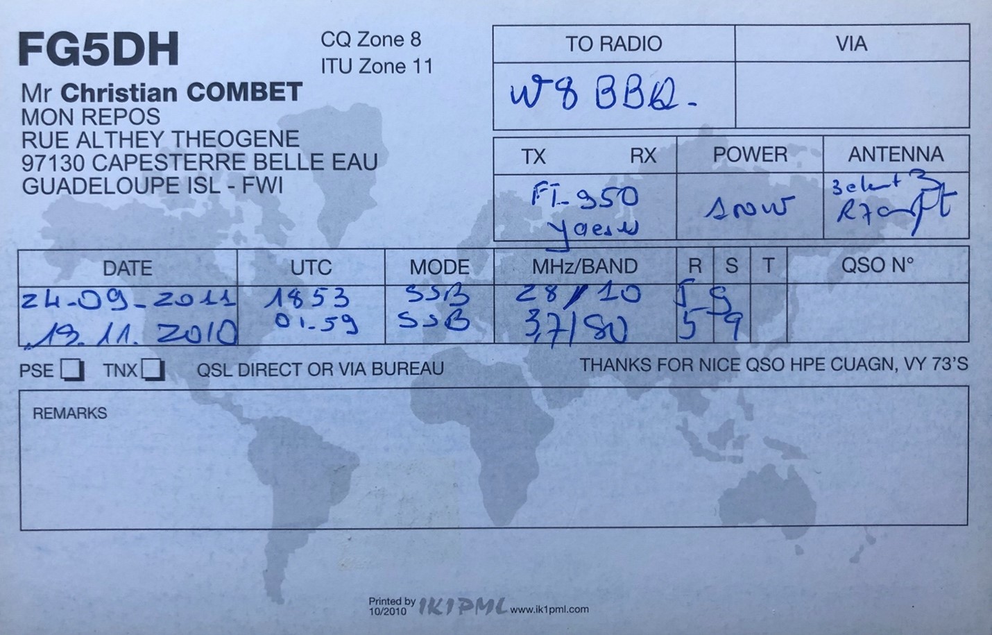 It’s All in the Cards! QSL Cards from Guadeloupe