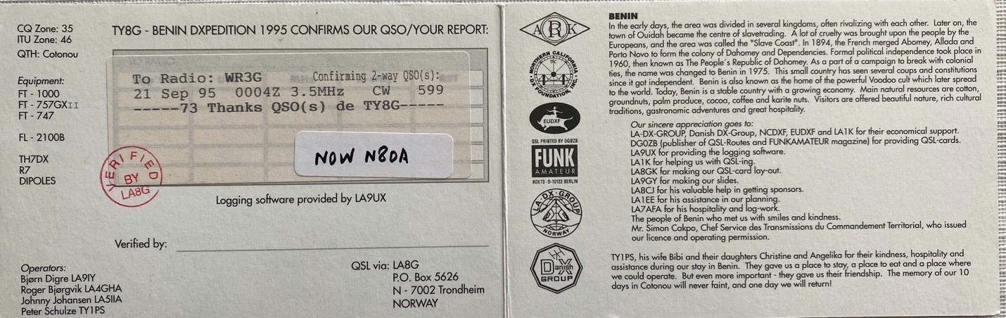 It’s All in the Cards! QSL Cards from Benin