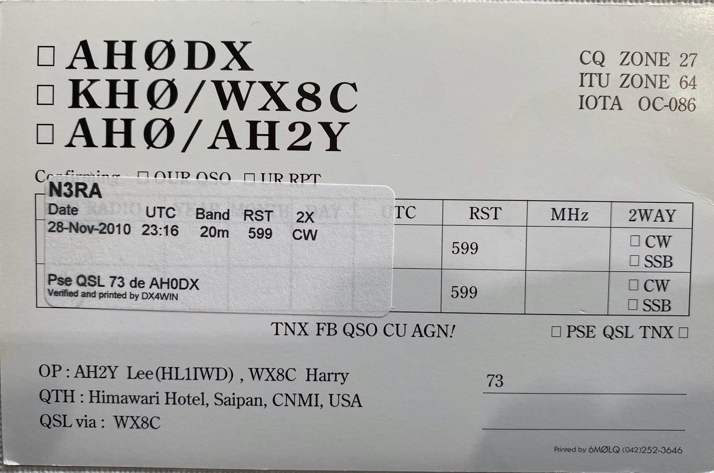 It’s All in the Cards! QSL Cards from Northern Mariana Islands