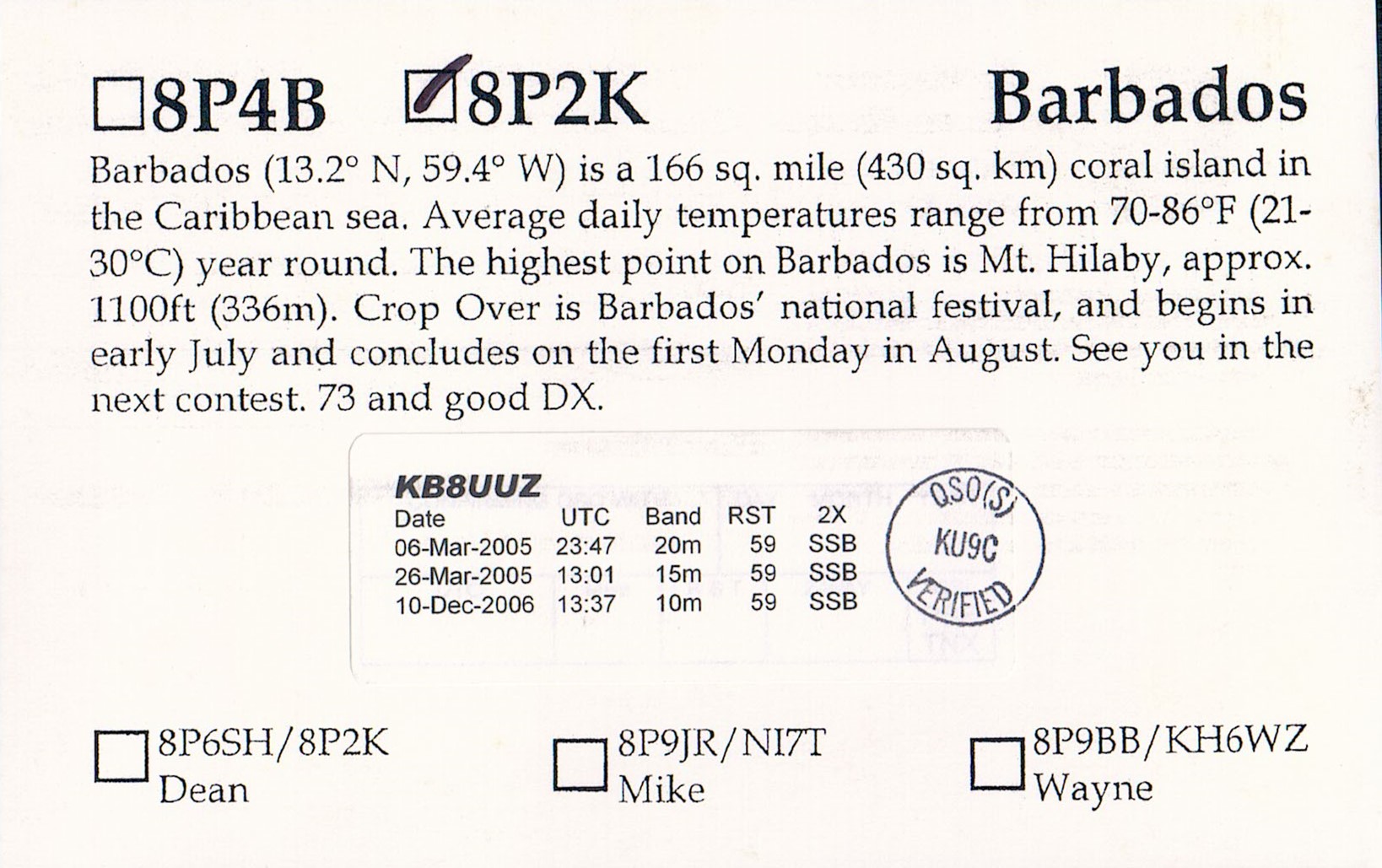 It’s All in the Cards! QSL Cards from Barbados