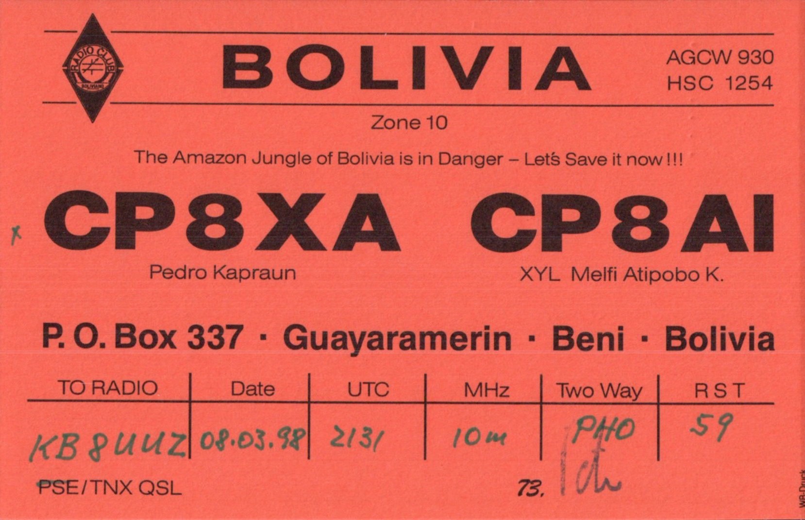 It’s All in the Cards! QSL Cards from Bolivia